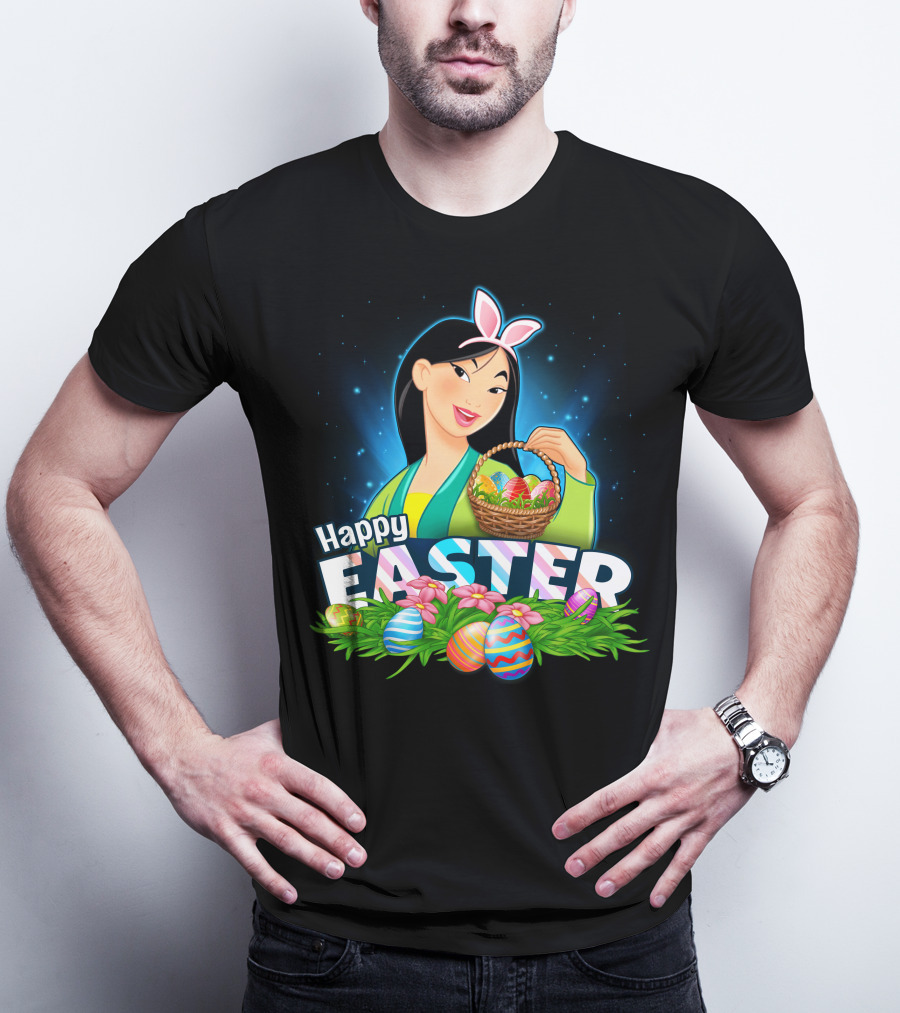 Mulan Happy Easter Basket With Eggs And Flowers T-Shirt