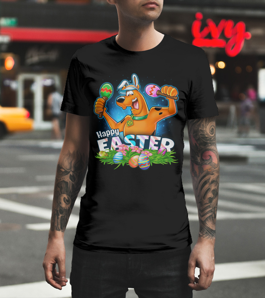 Scooby Doo Easter Celebration With Colorful Eggs And Maracas T-Shirt