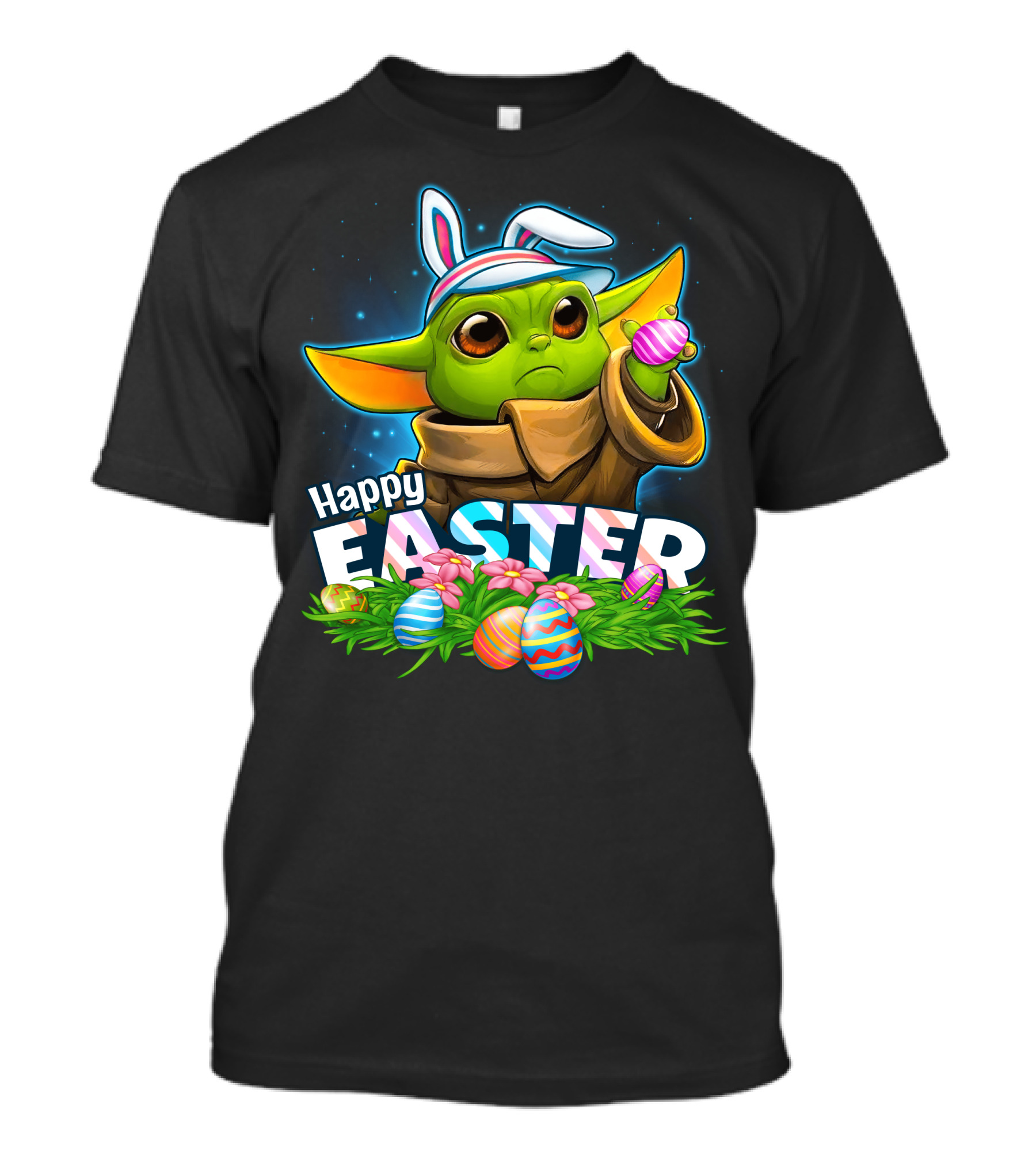 Yoda Happy Easter Bunny Ears Eggs Fandom Celebration T-Shirt