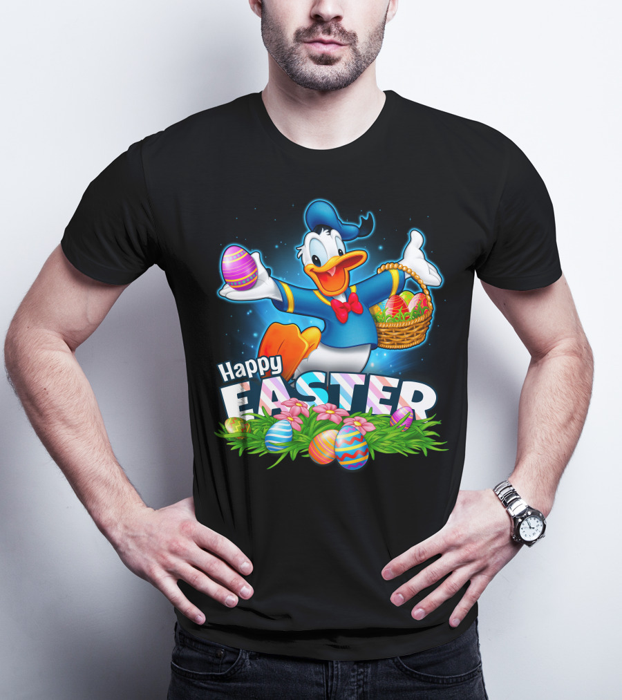 Donald Happy Easter With Colorful Eggs And Basket T-Shirt