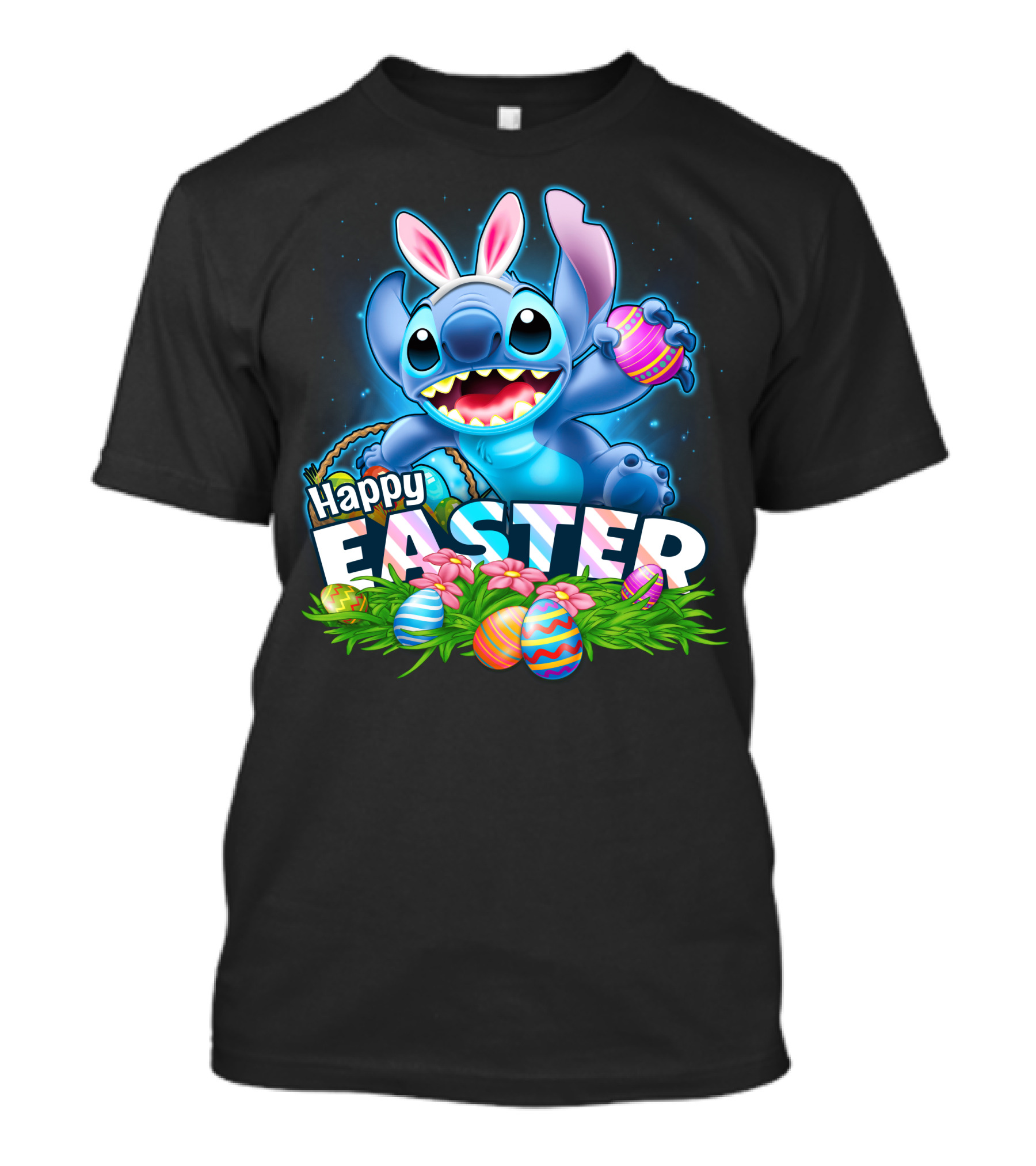 Happy Easter Stitch With Eggs And Bunny Ears T-Shirt