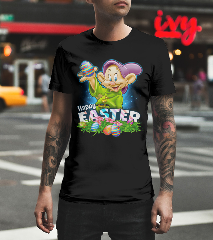 Dopey Happy Easter Colorful Eggs And Flowers T-Shirt