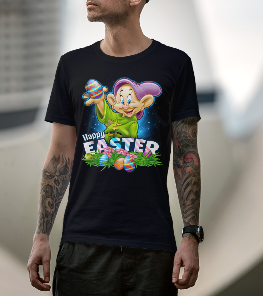 Dopey Happy Easter Colorful Eggs And Flowers T-Shirt