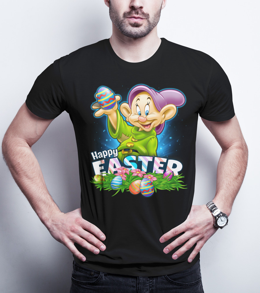 Dopey Happy Easter Colorful Eggs And Flowers T-Shirt