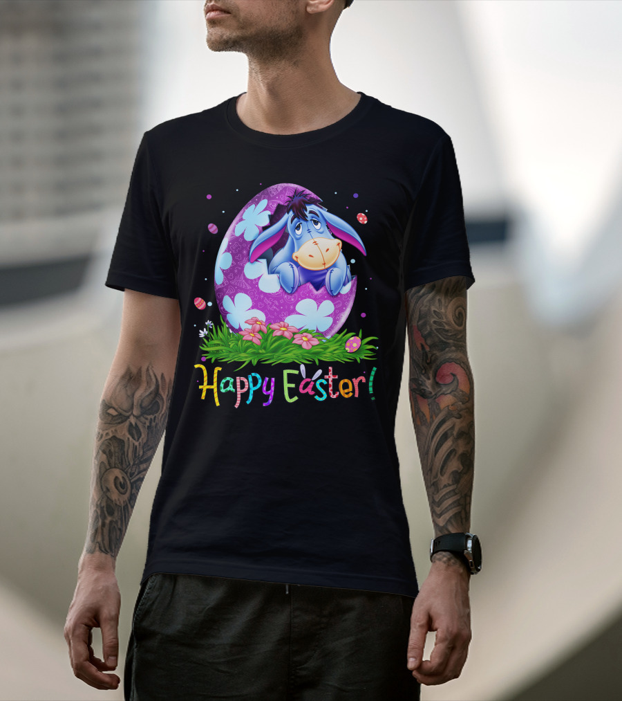 Eeyore Happy Easter Floral Egg And Flowers T-Shirt