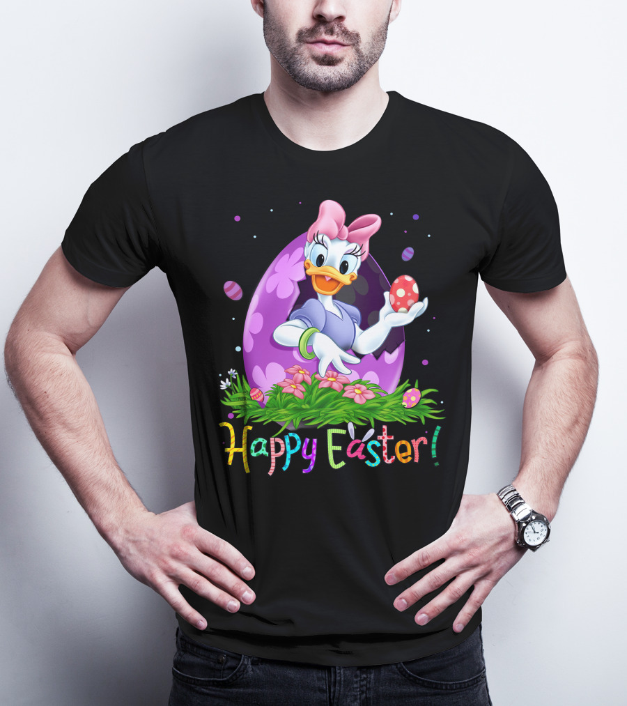 Happy Easter Daisy Duck Egg And Flowers T-Shirt