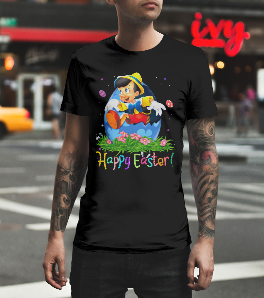 Happy Easter Pinocchio Egg And Flowers T-Shirt