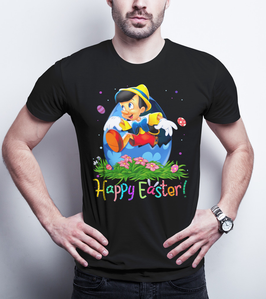 Happy Easter Pinocchio Egg And Flowers T-Shirt