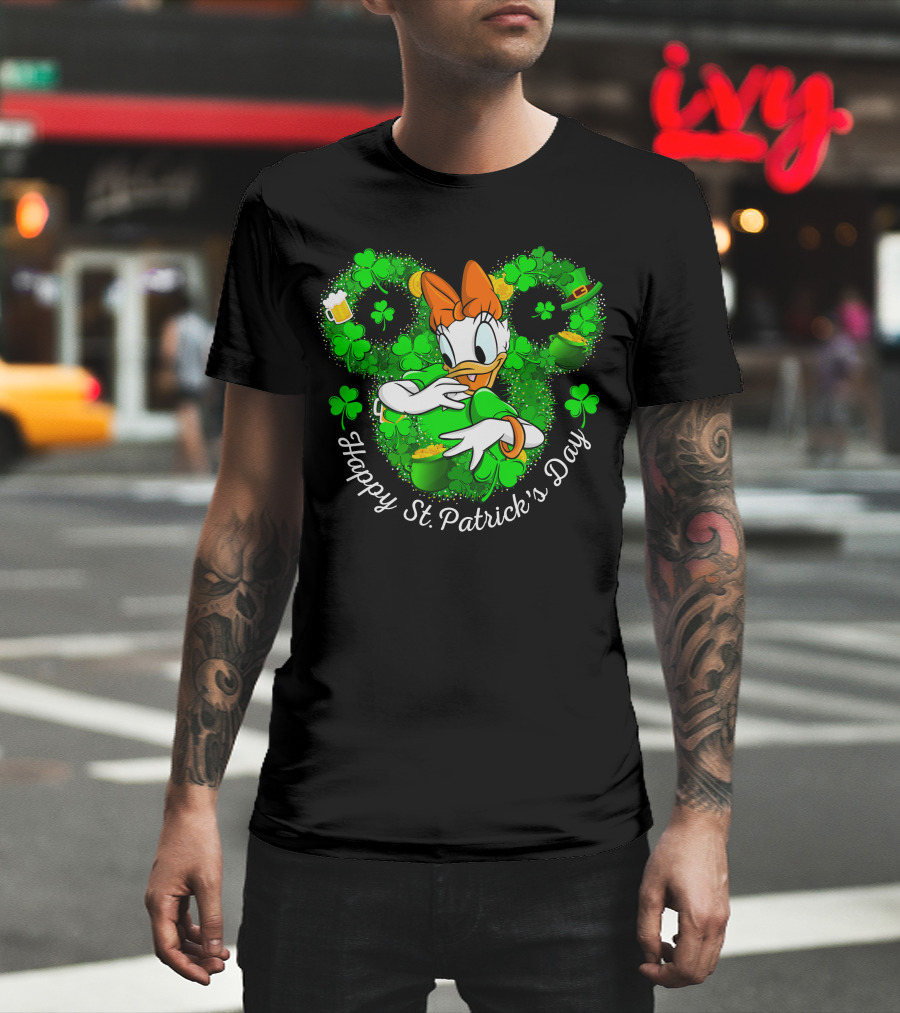 Daisy Happy St. Patrick's Day Shamrocks And Gold T-Shirt