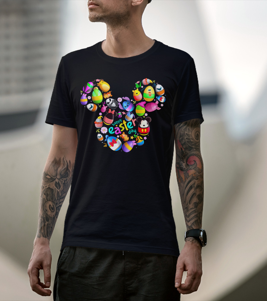 Disney Characters Easter Day Celebration In Iconic Mickey Ears Shape T-Shirt