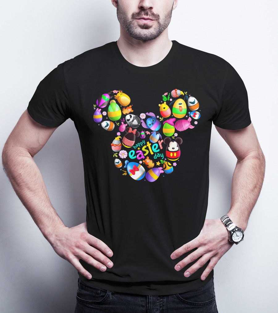 Disney Characters Easter Day Celebration In Iconic Mickey Ears Shape T-Shirt