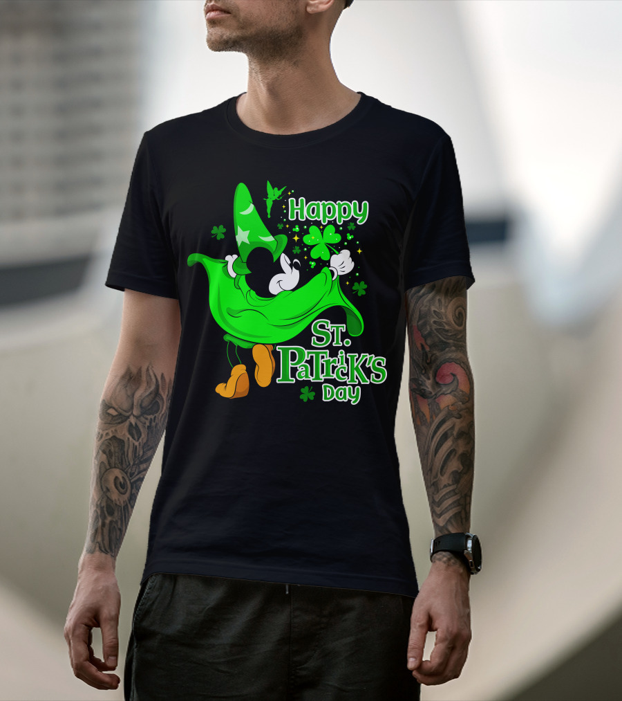Happy St. Patrick's Day Mickey Fantasia Sparkling Clover And Shamrocks T-Shirt