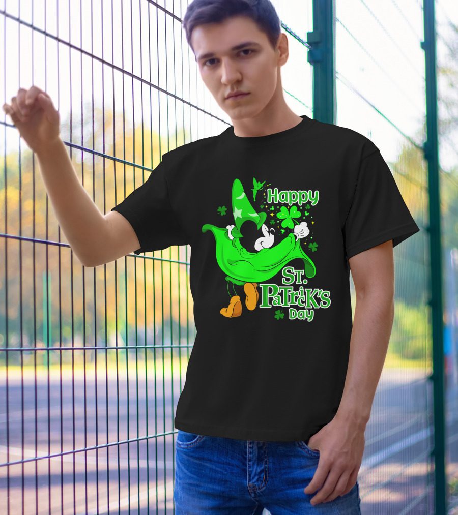Happy St. Patrick's Day Mickey Fantasia Sparkling Clover And Shamrocks T-Shirt