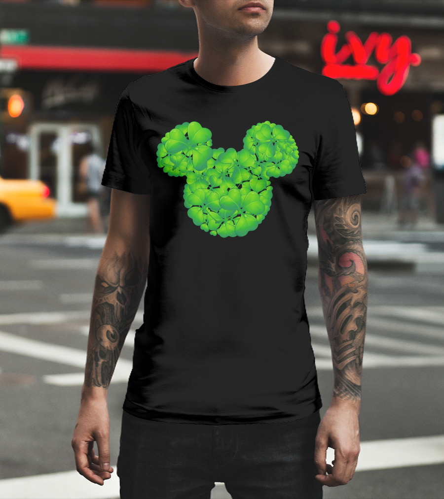 Mickey Shamrocks Green Clover Minnie Ears St. Patrick's Day T-Shirt