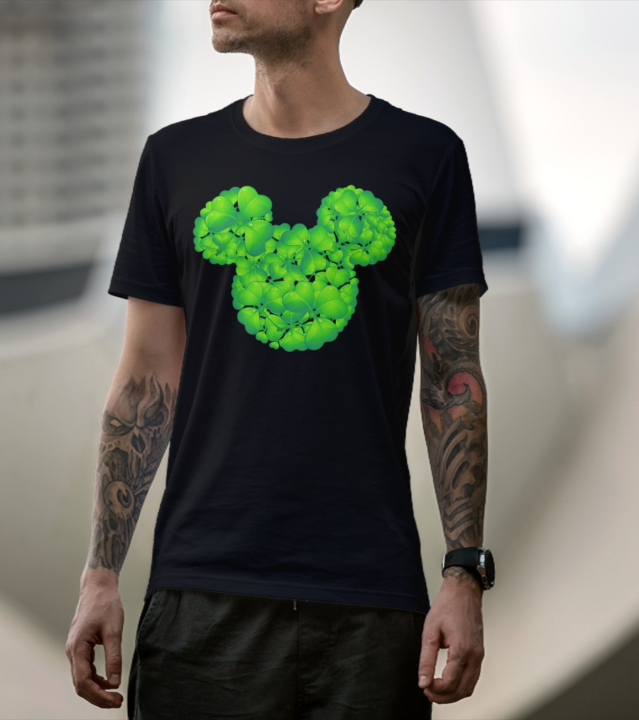 Mickey Shamrocks Green Clover Minnie Ears St. Patrick's Day T-Shirt
