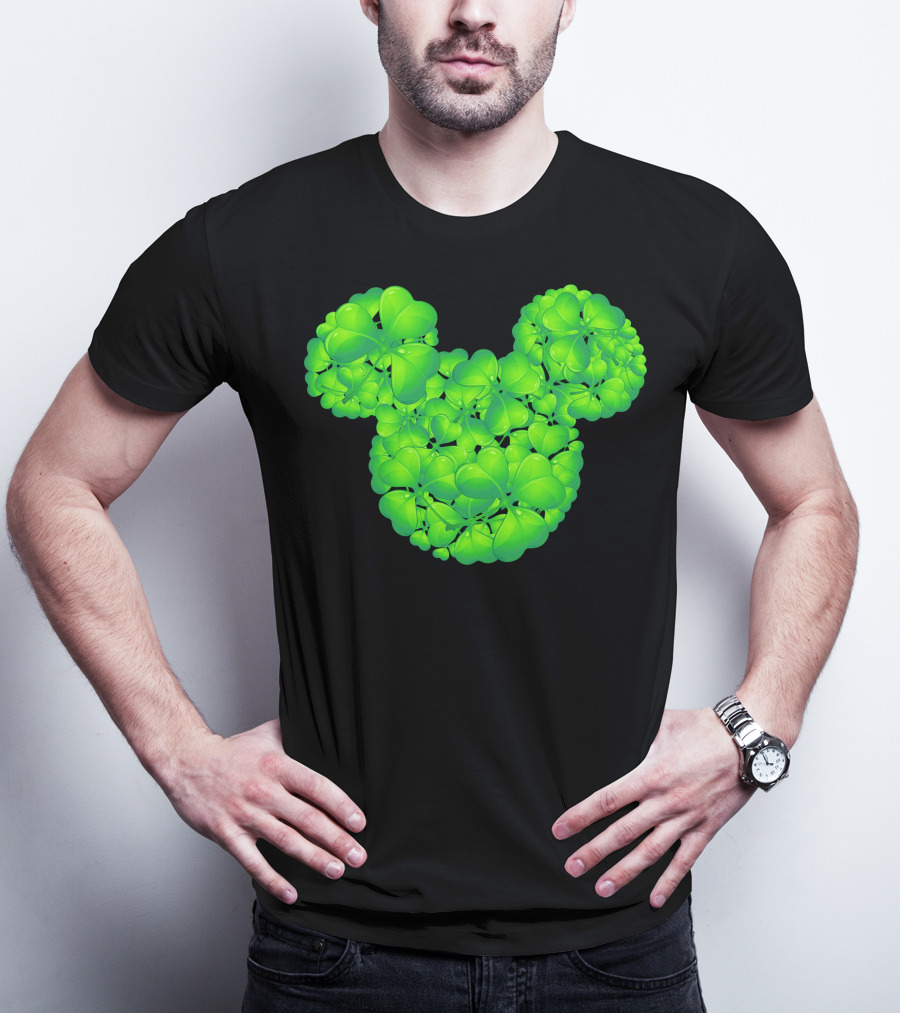 Mickey Shamrocks Green Clover Minnie Ears St. Patrick's Day T-Shirt