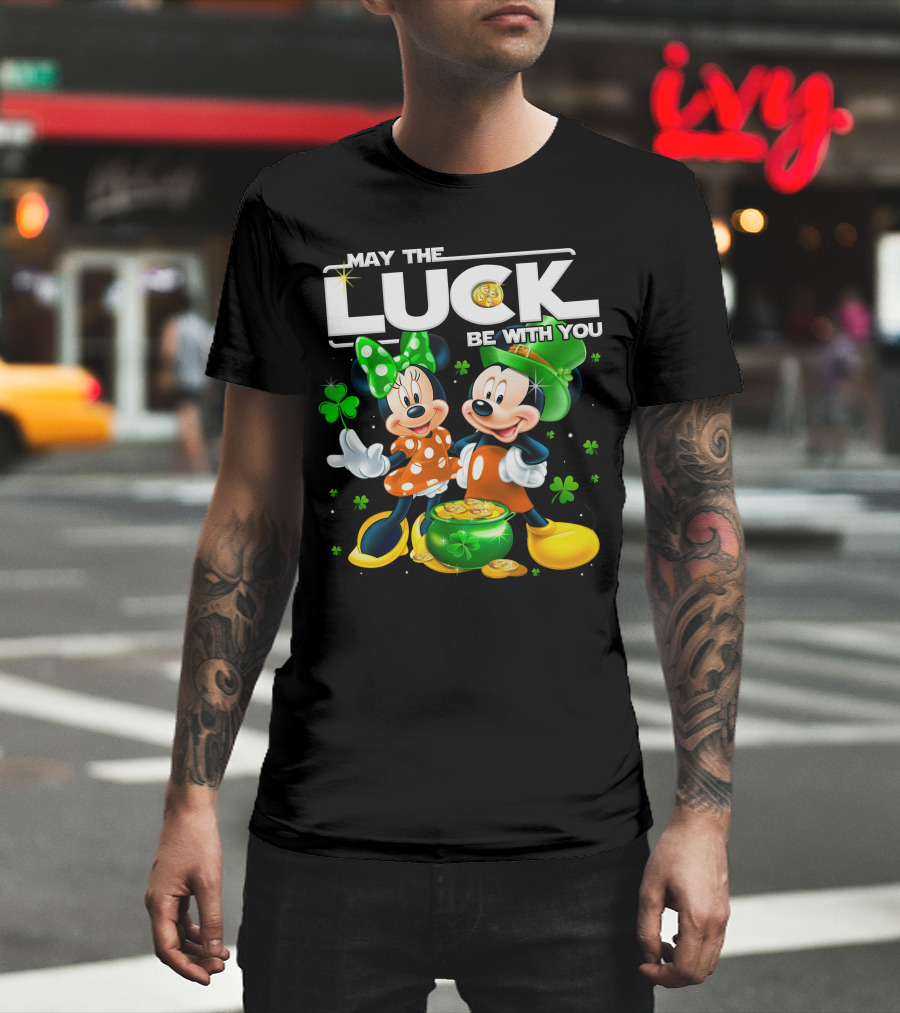 May The Luck Be With You Mickey And Minnie St. Patrick's Theme T-Shirt