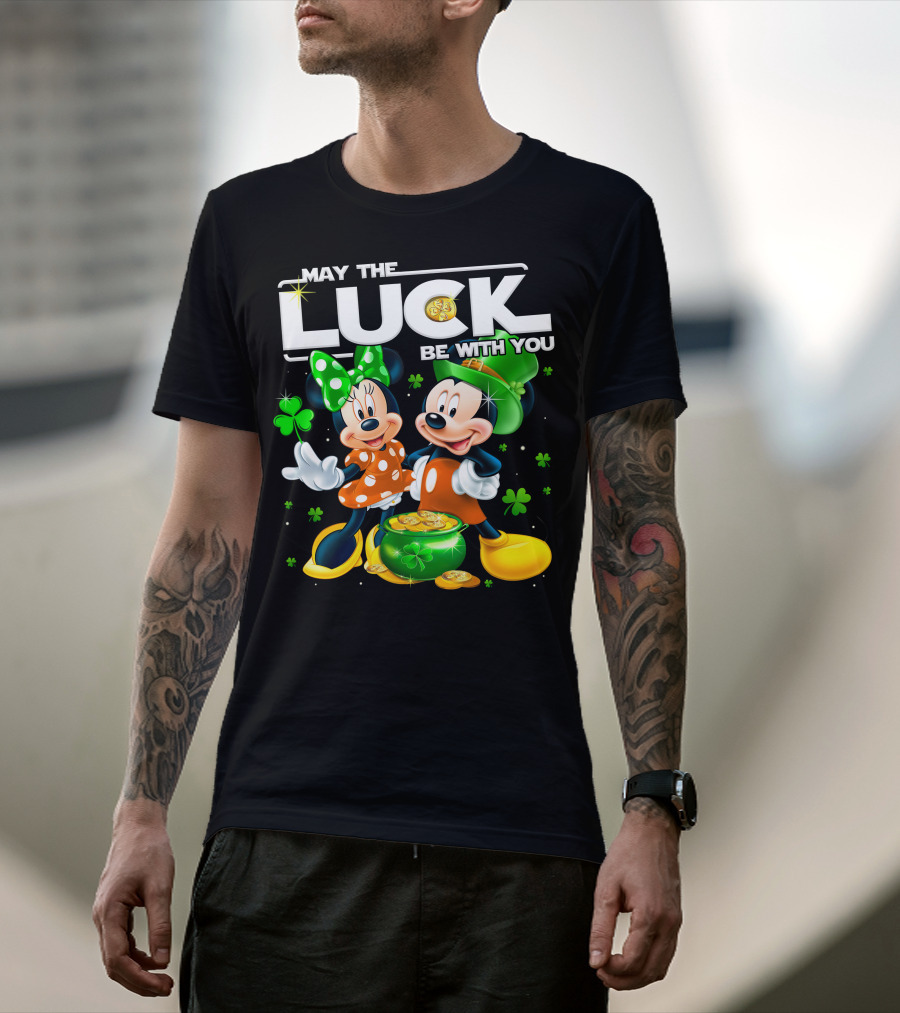 May The Luck Be With You Mickey And Minnie St. Patrick's Theme T-Shirt