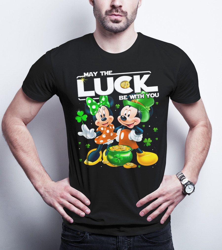 May The Luck Be With You Mickey And Minnie St. Patrick's Theme T-Shirt