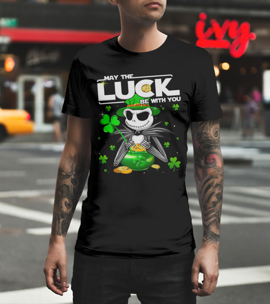May The Luck Be With You Jack Skellington St. Patrick's Day T-Shirt