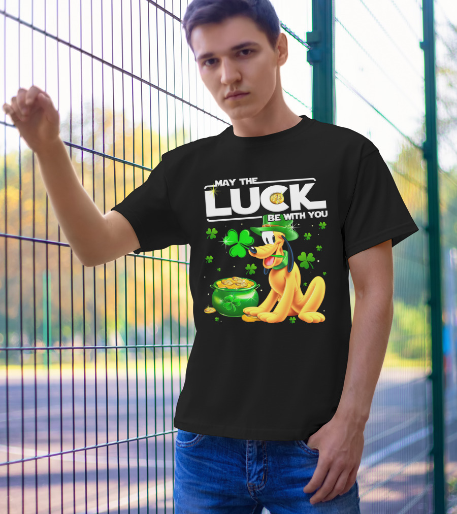 May The Luck Be With You Pluto Shamrock Coins Green Hat T-Shirt
