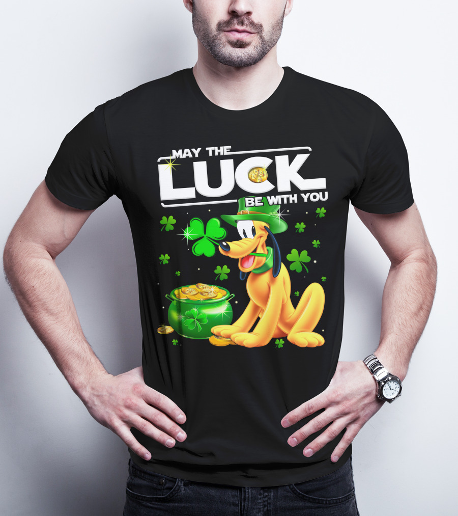 May The Luck Be With You Pluto Shamrock Coins Green Hat T-Shirt