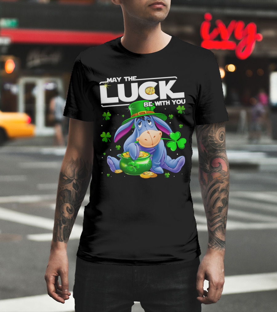 May The Luck Be With You Eeyore Leprechaun Clover Gold Coins T-Shirt