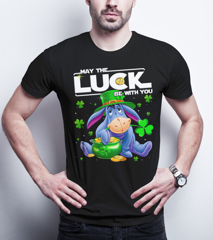 May The Luck Be With You Eeyore Leprechaun Clover Gold Coins T-Shirt