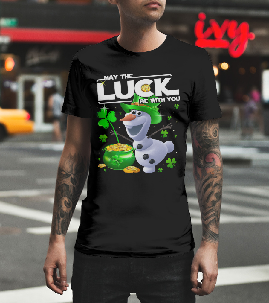 Olaf May The Luck Be With You St. Patrick's Day Clover Coins T-Shirt