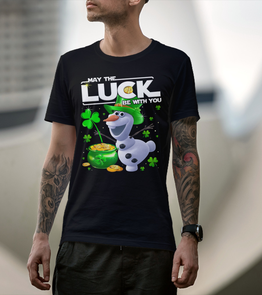 Olaf May The Luck Be With You St. Patrick's Day Clover Coins T-Shirt