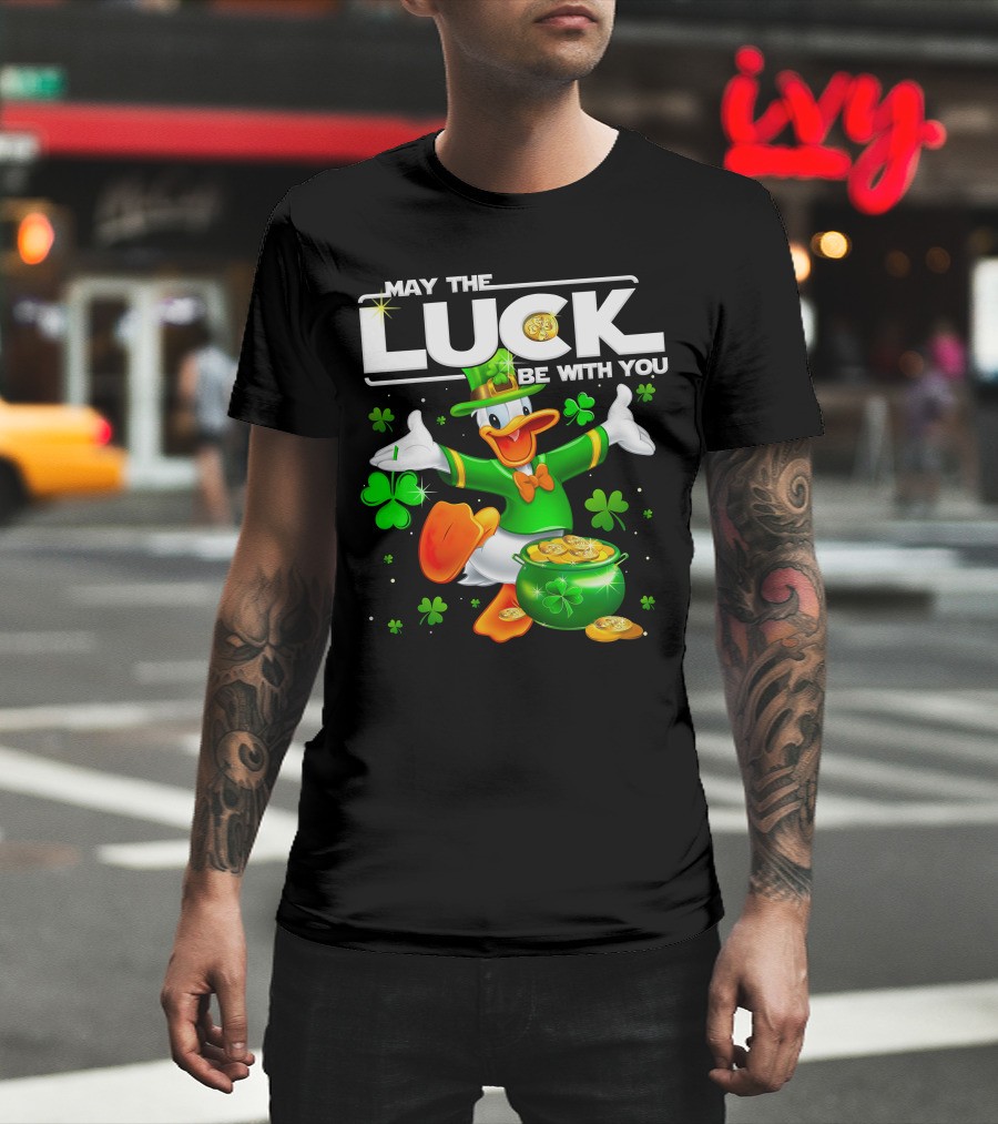 Donald May The Luck Be With You St. Patrick's Day Leprechaun Duck With Pot Of Gold T-Shirt