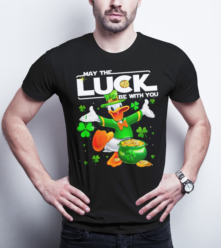 Donald May The Luck Be With You St. Patrick's Day Leprechaun Duck With Pot Of Gold T-Shirt