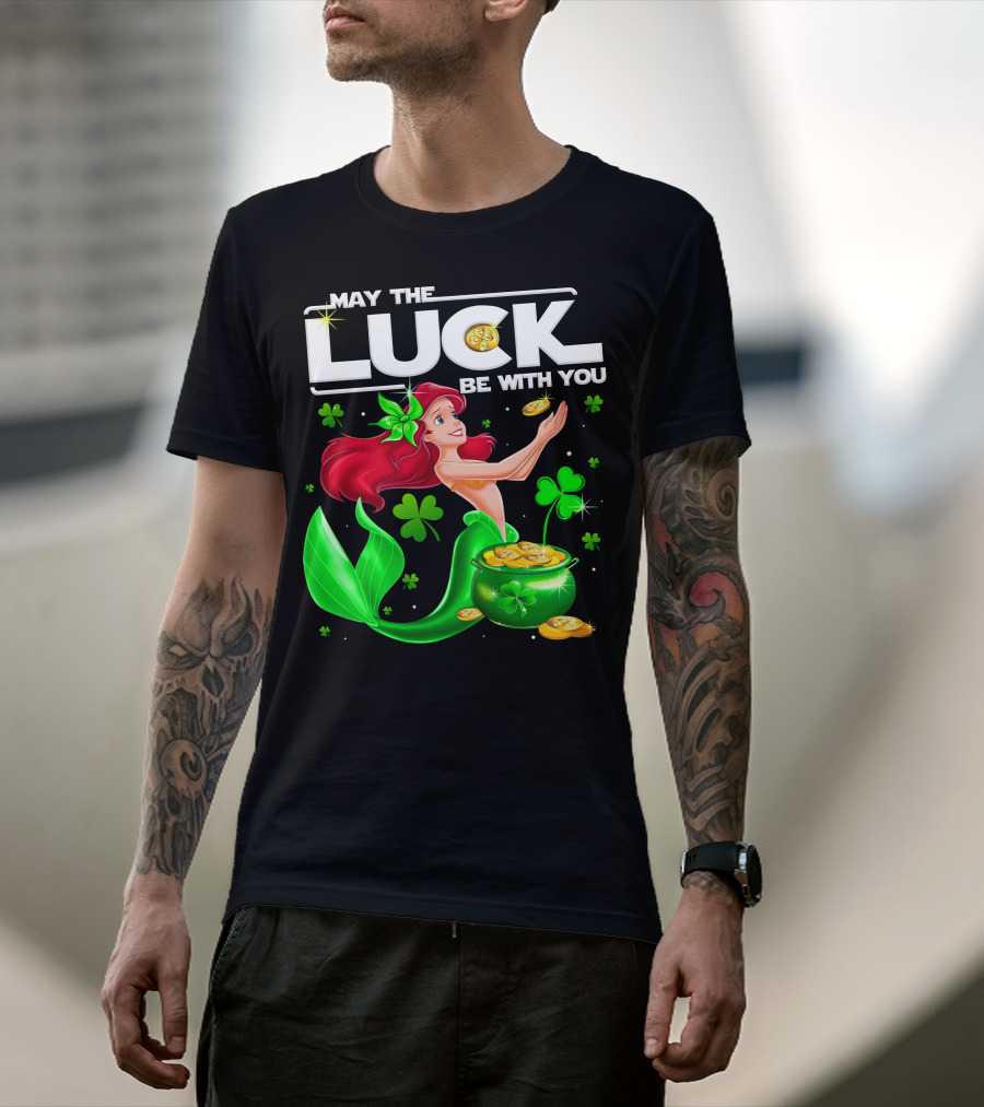 Ariel May The Luck Be With You Mermaid Shamrock Coins T-Shirt