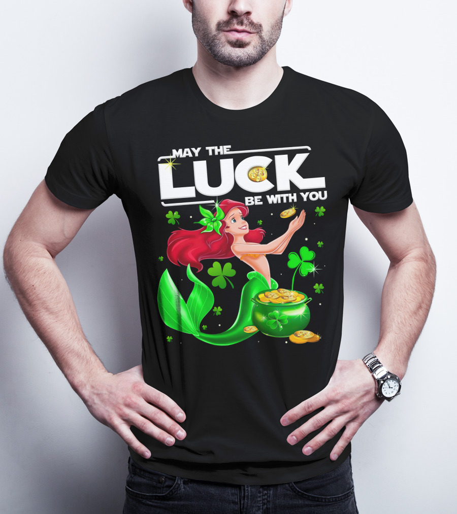 Ariel May The Luck Be With You Mermaid Shamrock Coins T-Shirt