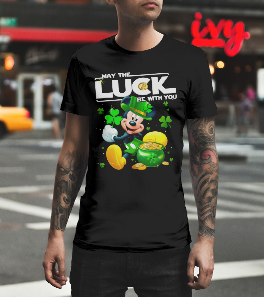 Mickey Mouse May The Luck Be With You Shamrock Coins T-Shirt
