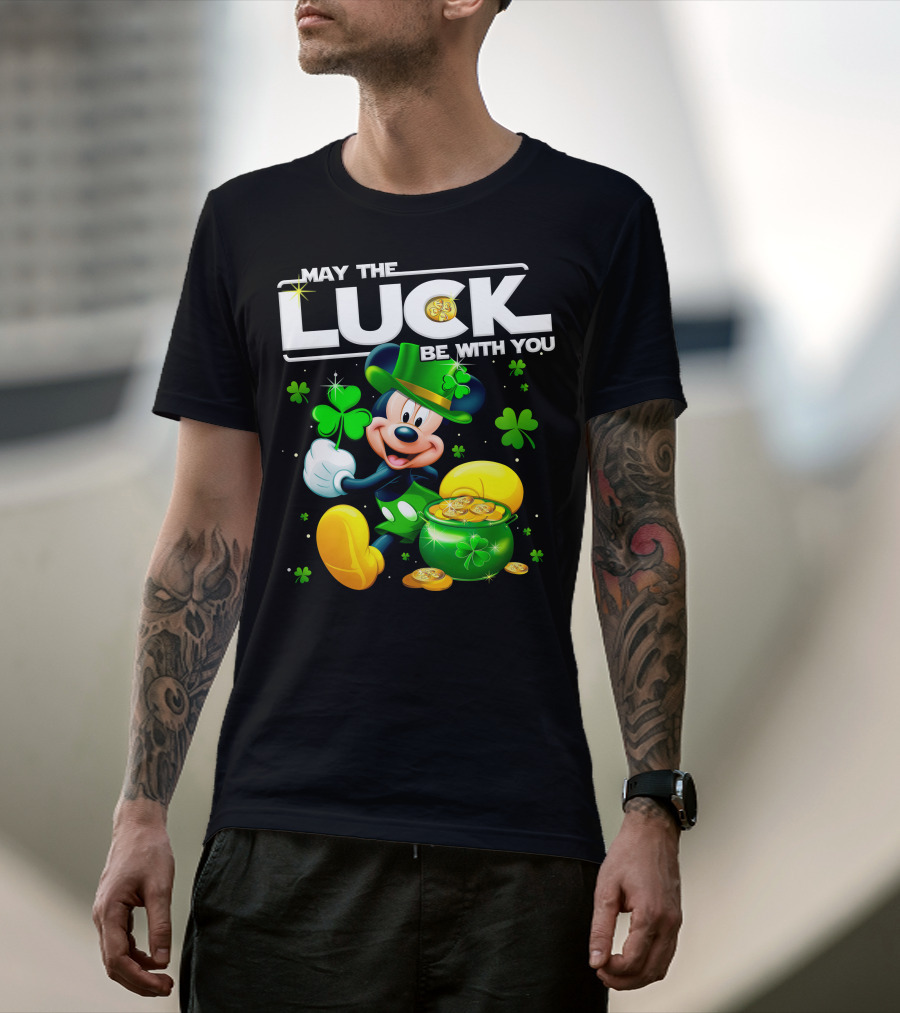 Mickey Mouse May The Luck Be With You Shamrock Coins T-Shirt