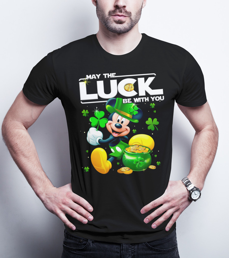 Mickey Mouse May The Luck Be With You Shamrock Coins T-Shirt
