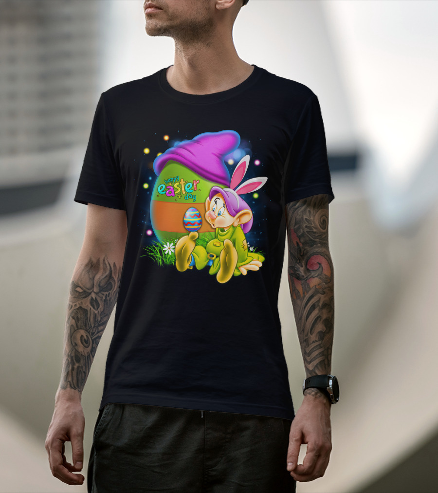 Happy Easter Day Dopey With Colorful Egg And Bunny Ears T-Shirt