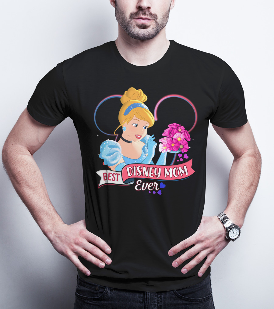 Best Disney Mom Ever Cinderella Flowers Hearts T-Shirt