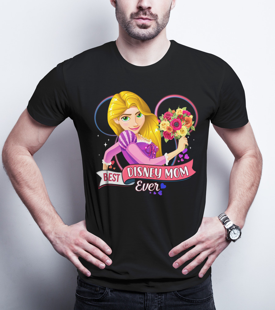 Best Disney Mom Ever Disney Rapunzel Holding Bouquet T-Shirt