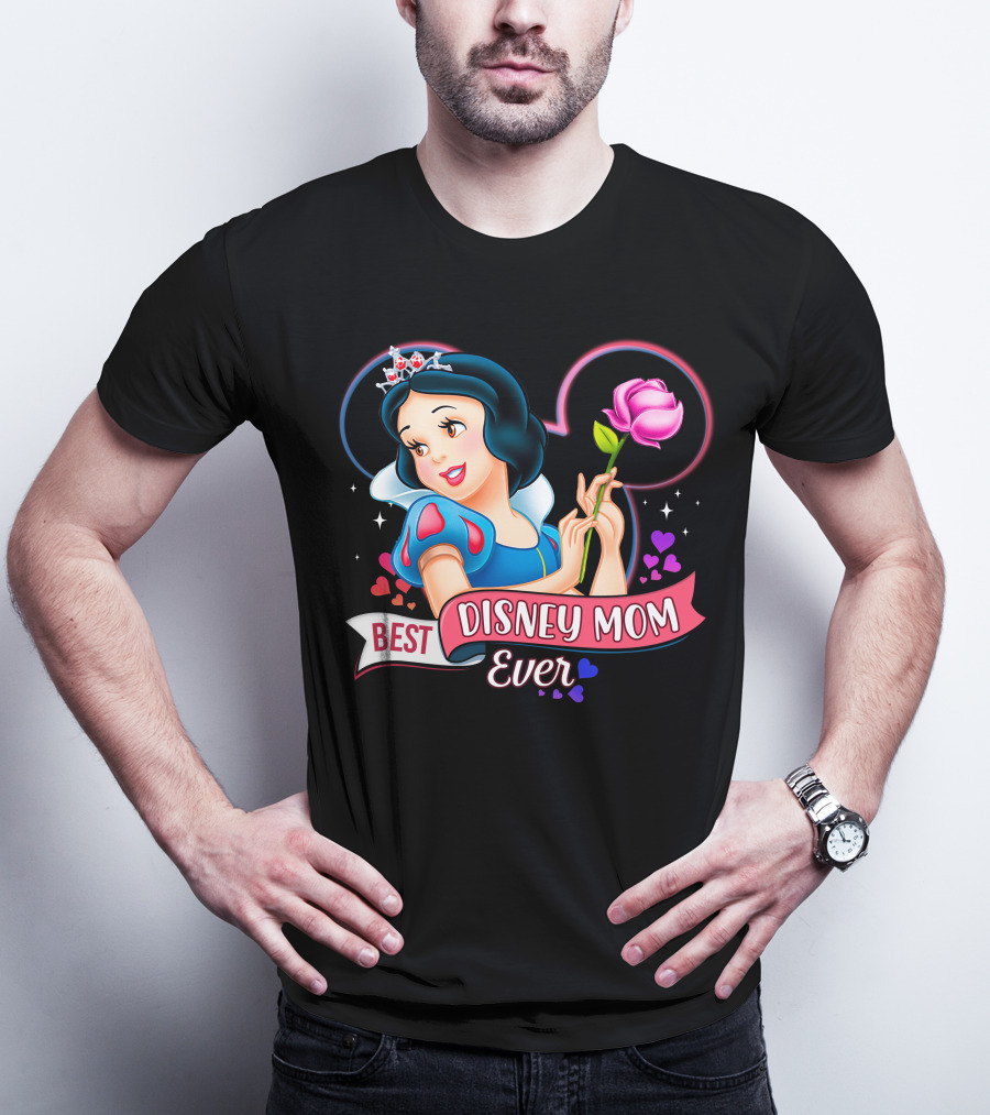 Best Disney Mom Ever Snow White Princess With Rose And Crown T-Shirt