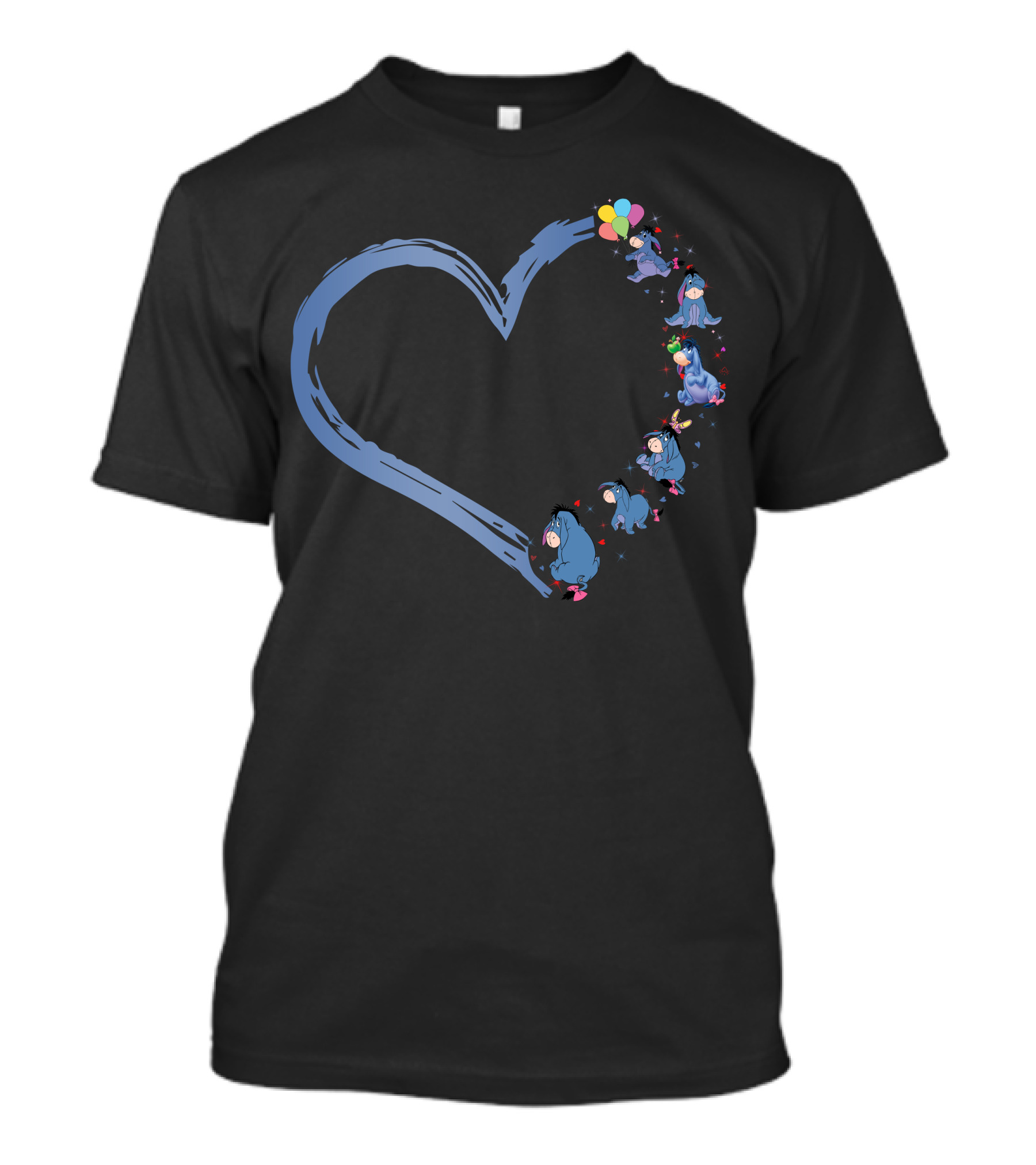 Eeyore Heart With Balloons And Stars T-Shirt