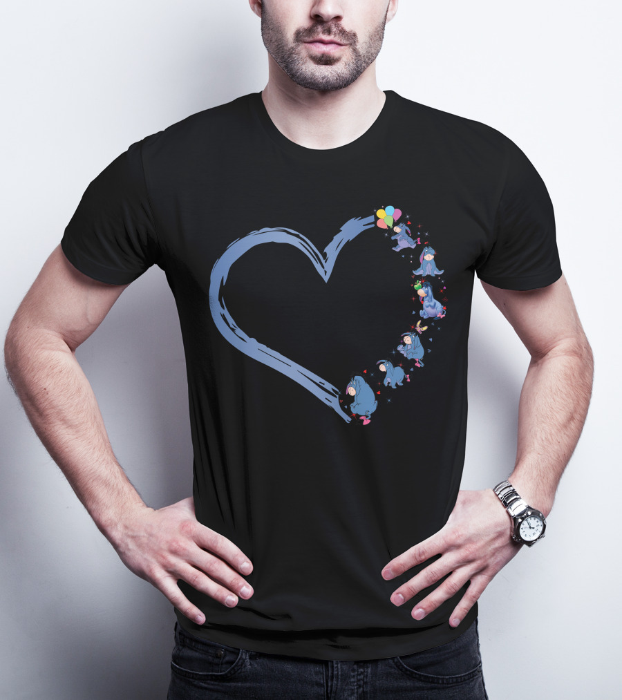 Eeyore Heart With Balloons And Stars T-Shirt