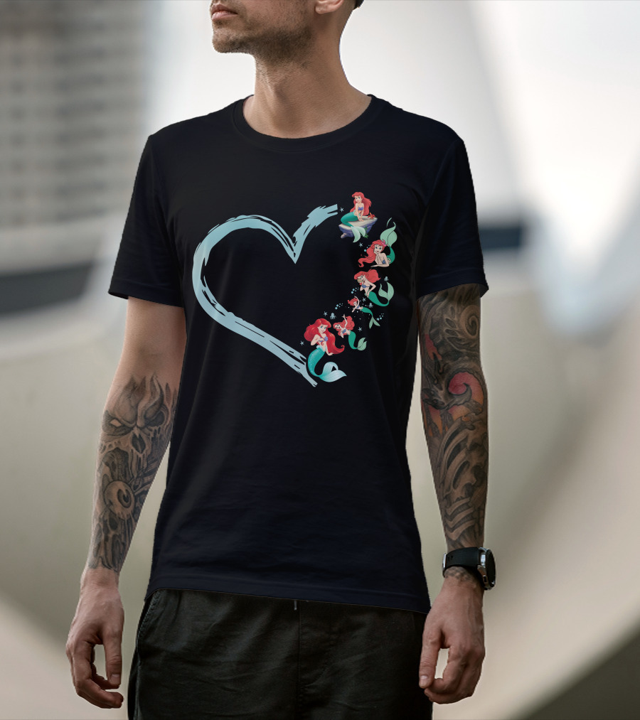 Ariel Heart Mermaid Art With Various Poses And Expressions T-Shirt