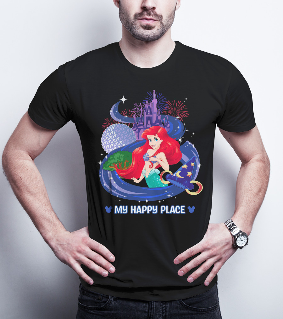 My Happy Place Ariel Epcot Magic Kingdom Fireworks Disney T-Shirt
