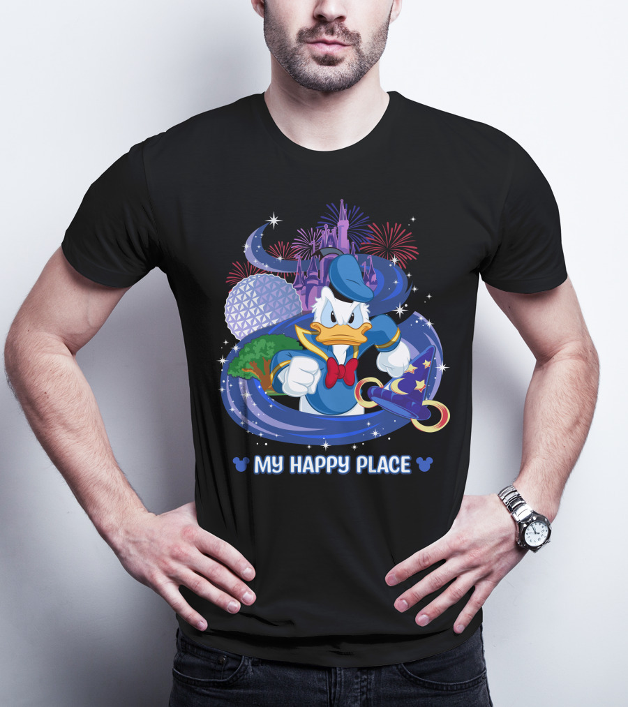 My Happy Place Donald Duck Disney Magic And Fireworks T-Shirt