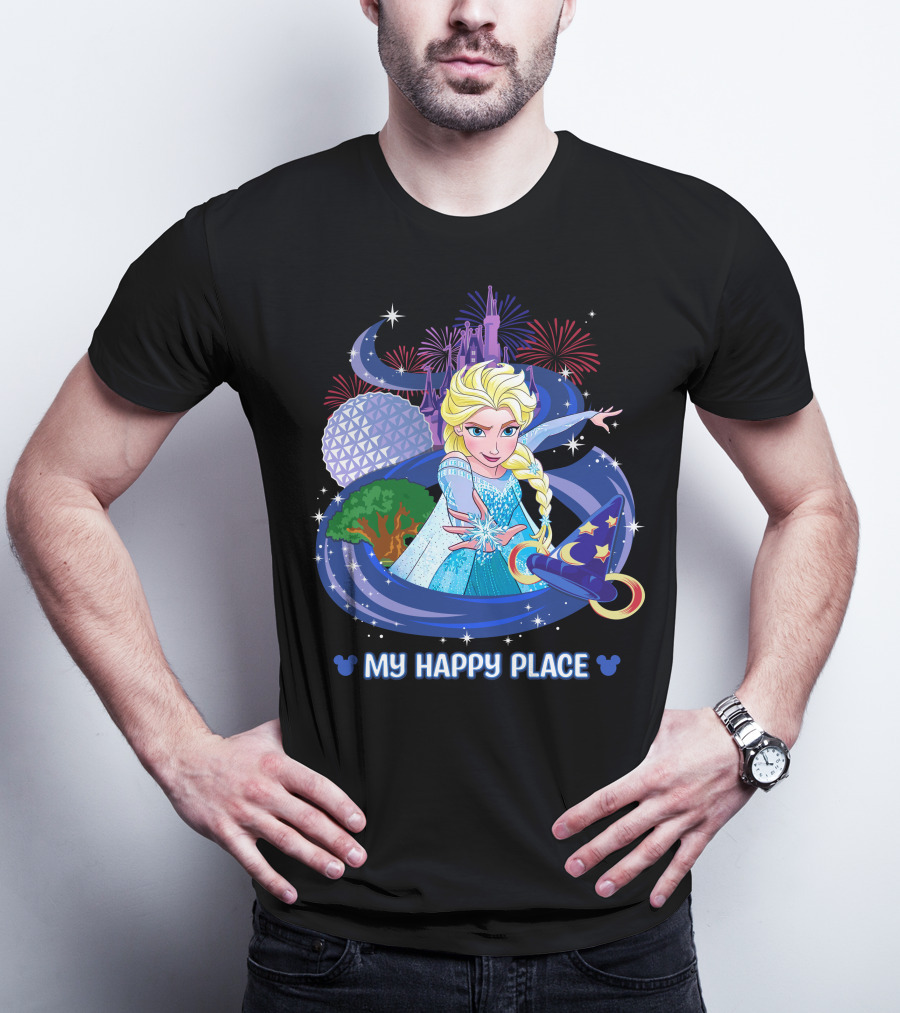 Elsa My Happy Place Fireworks And Magic Castle T-Shirt