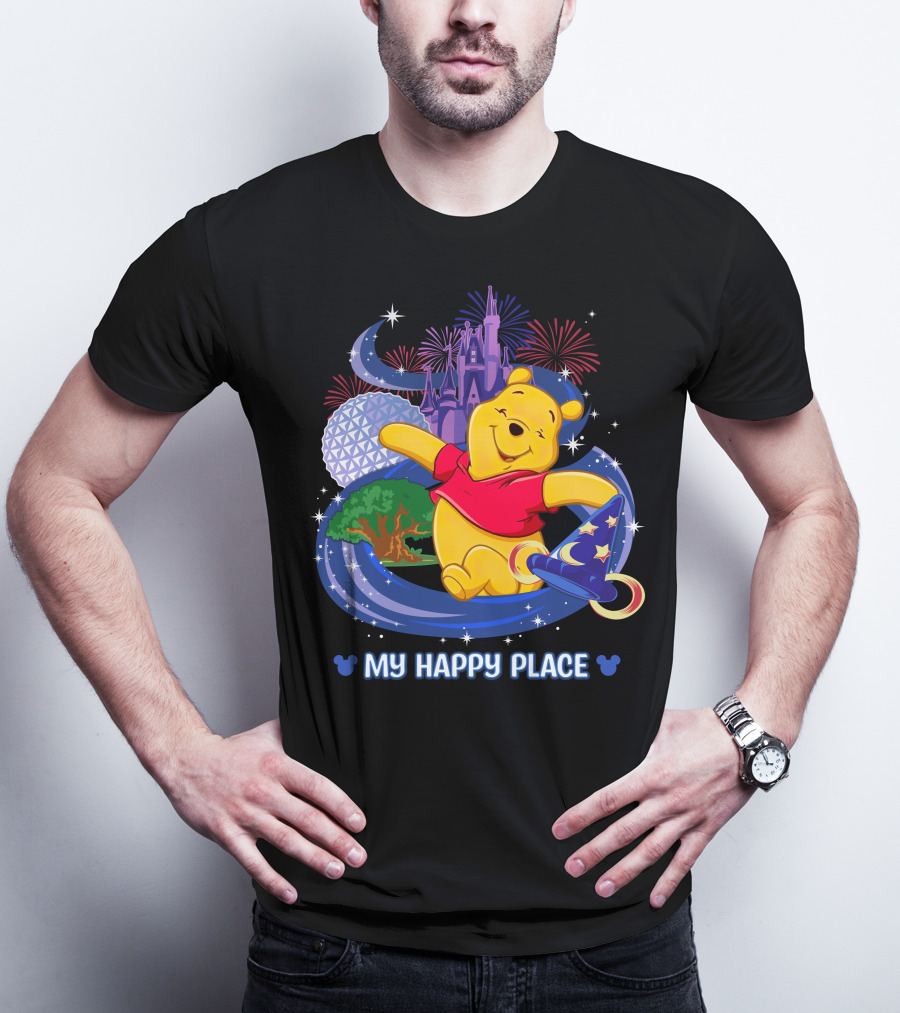 My Happy Place Pooh Castle Fireworks Sorcerer Hat T-Shirt