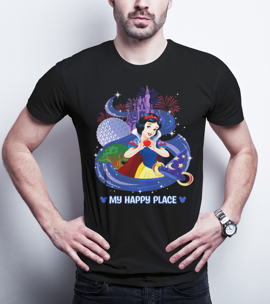 My Happy Place Snow White Disneyland Magic Kingdom Castle Fireworks Epcot T-Shirt