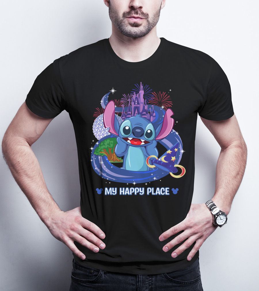 Stitch My Happy Place Disney Theme Park Magic T-Shirt